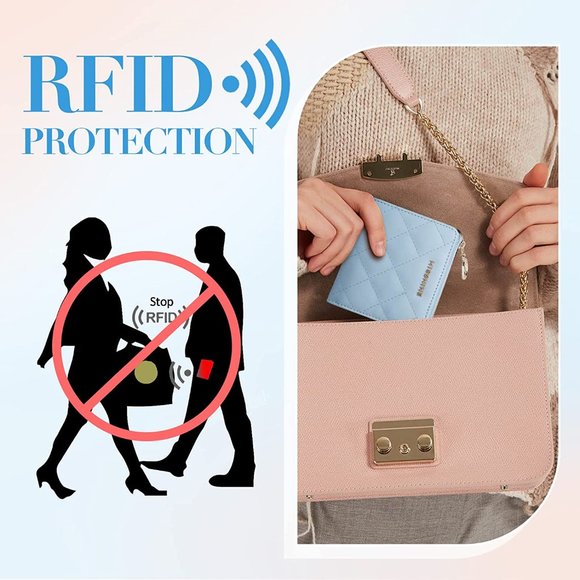 Missnine | Bags | Compact Ladies Wallet Blue Quilted Bifold Purse With ...